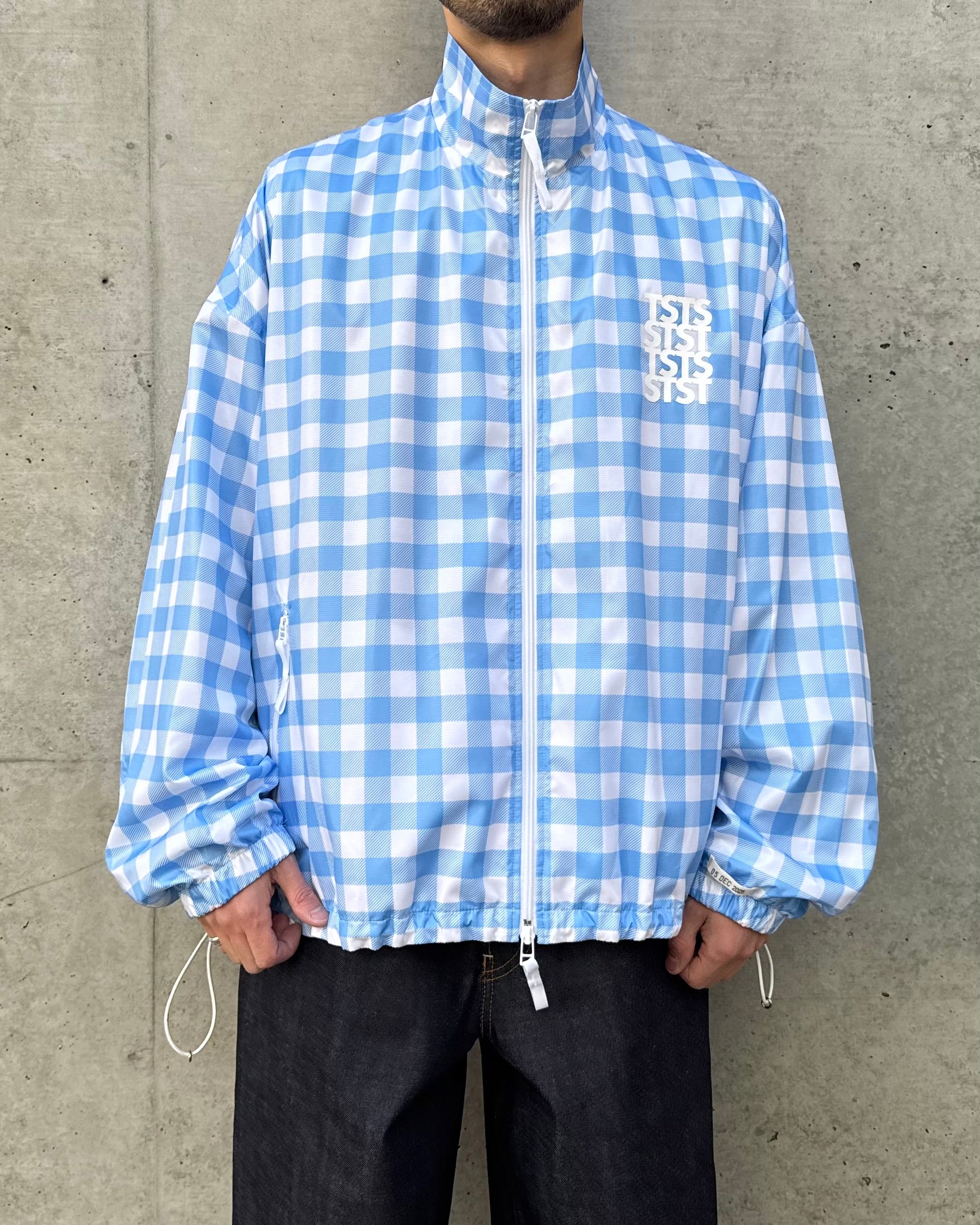 TSTS / RECYCLED POLYESTER WIND TRACK JACKET / SAX BLUE GINGHAM / 26MM0